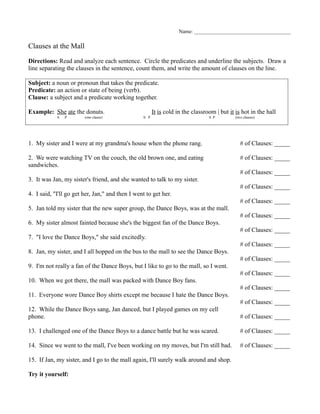 Clauses worksheet | RTF