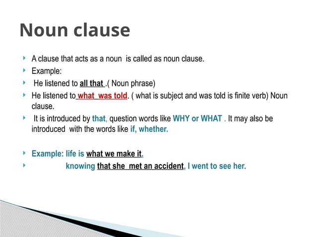CLAUSES AND ITS TYPES.pptx helps to enhance the grammar | PPTX