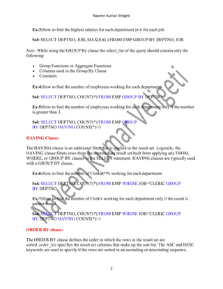 Clauses in sql server | PDF