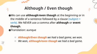 Clauses of Contrast and Purpose con actividades | PPTX