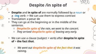 Clauses of Contrast and Purpose con actividades | PPTX