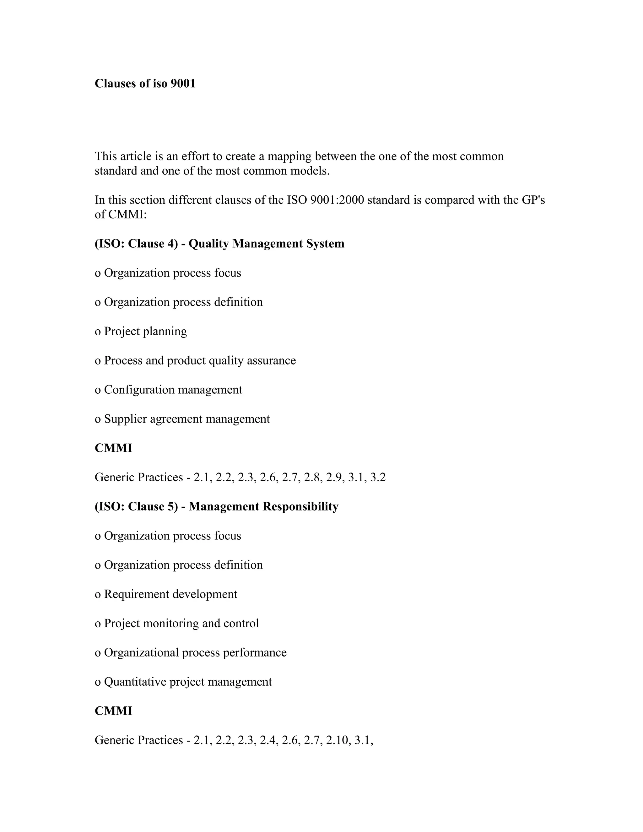 Clauses of iso 9001 | DOC