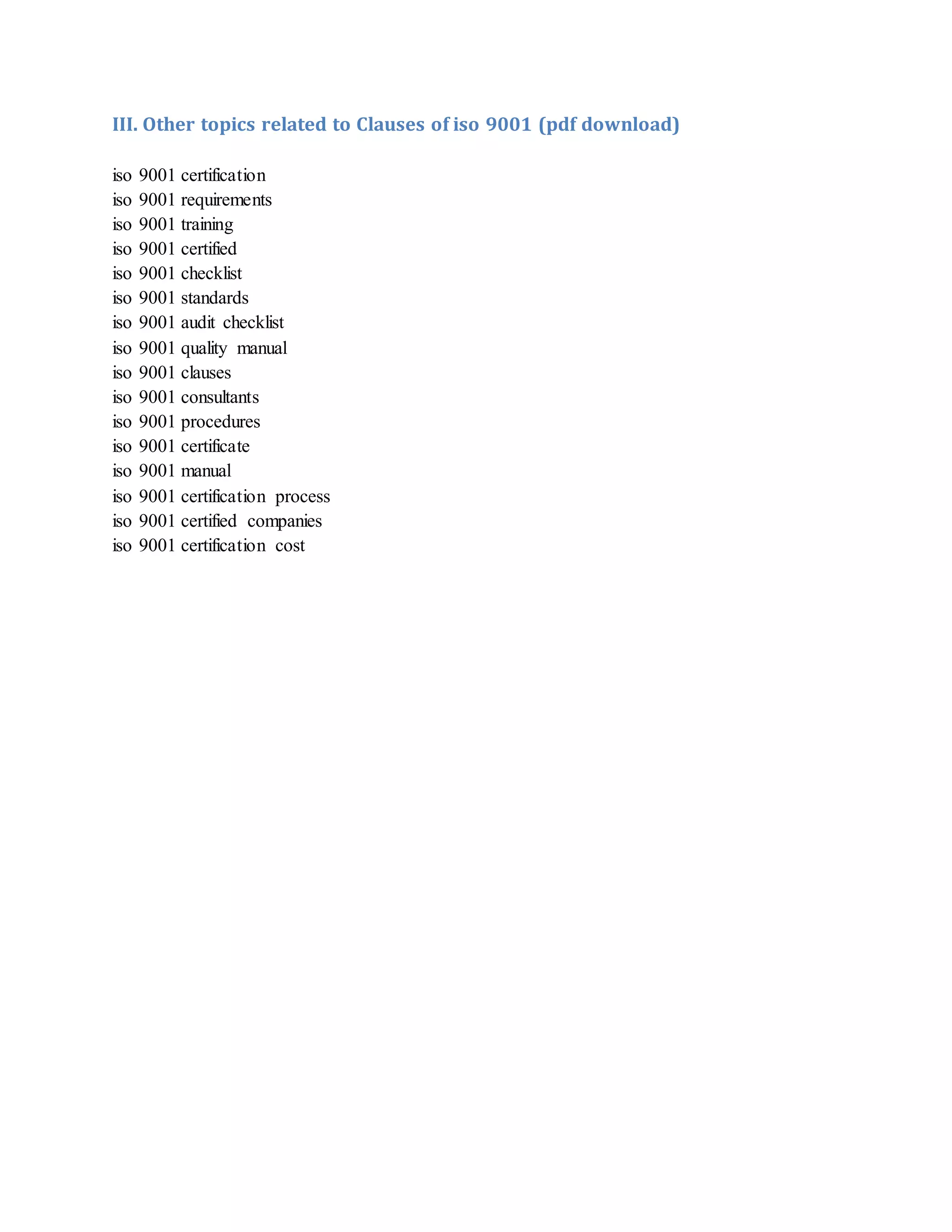 Clauses of iso 9001 | PDF