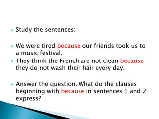 Clauses of reason | PPTX