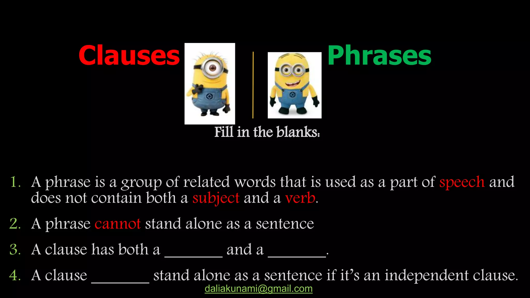 Clauses and phrases | PPT