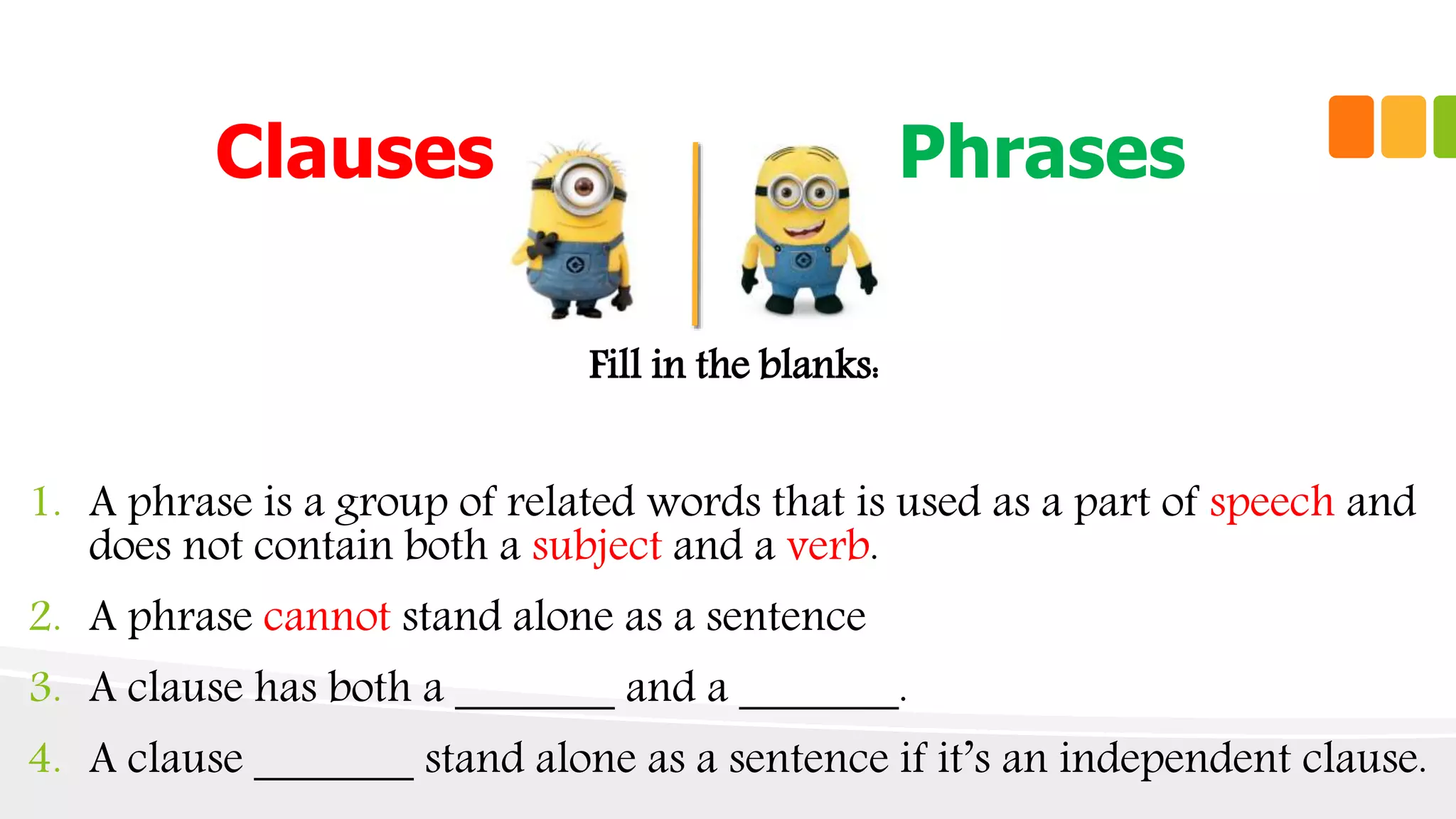 Clauses and phrases 7 | PPTX