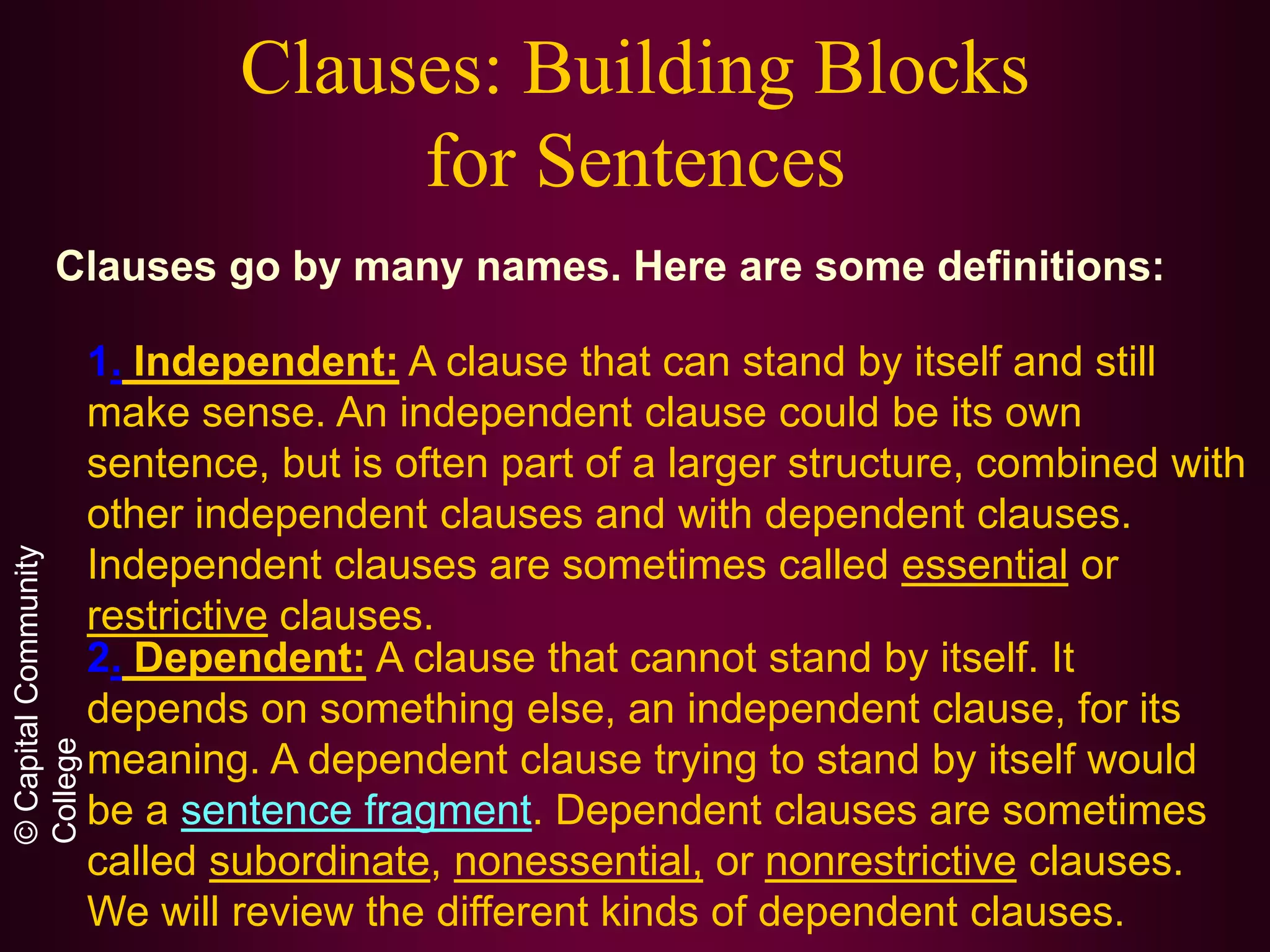 Clauses powerpoint | PPTX | Internet | Computing