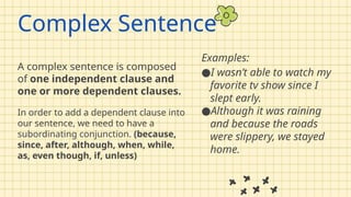 Types of Clauses and Types of Sentences according to structure and use ...