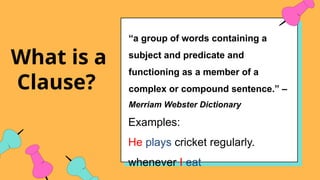 Types of Clauses and Types of Sentences according to structure and use ...
