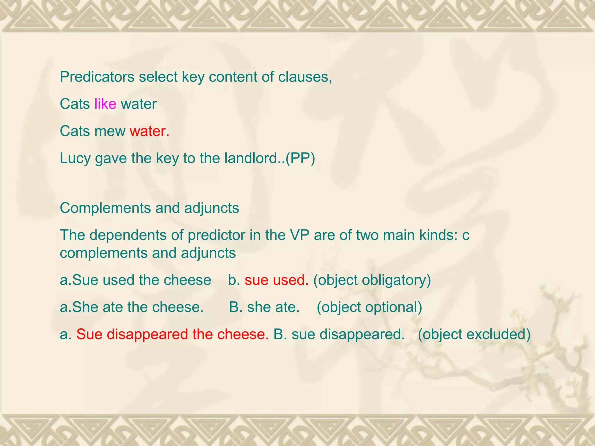 Clause structure, complements and adjuncts | PPT