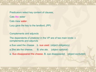 Clause structure, complements and adjuncts | PPT