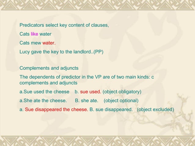 Clause structure, complements and adjuncts | PPT