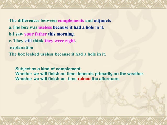 Clause structure, complements and adjuncts | PPT