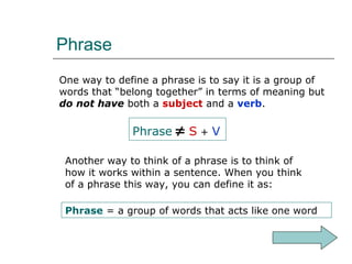 Clause vs phrase | PPT