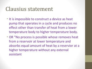 Clausius inequality and entropy | PPT