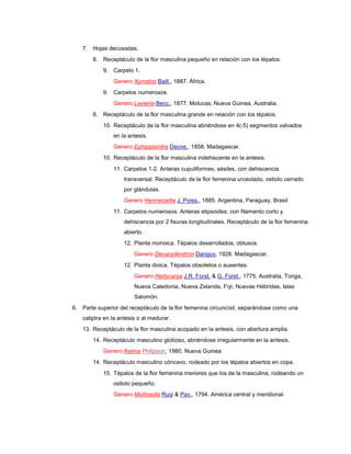 Clave de clasificación para la familia monimiaceae | PDF
