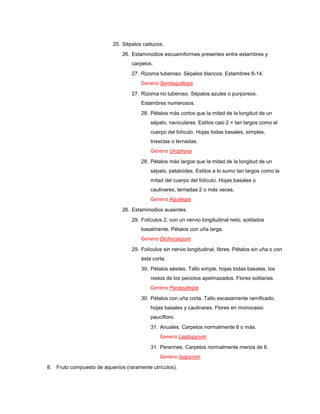 Clave de clasificación para la familia ranunculaceae | PDF