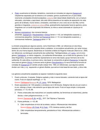 Clave de clasificación para la familia winteraceae | PDF