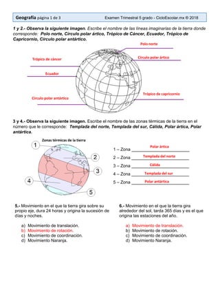 Clave de respuestas_examen_trimestral_quinto_grado_2018-2019 | PDF