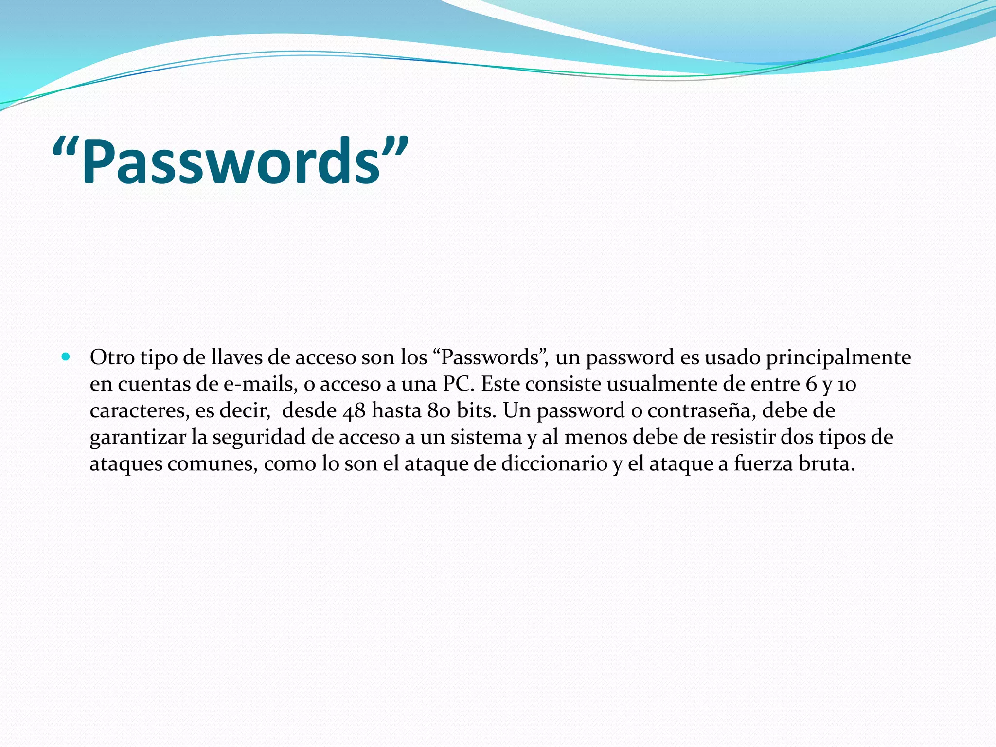 Claves de acceso y Tarjetas de Identificacion | PPT