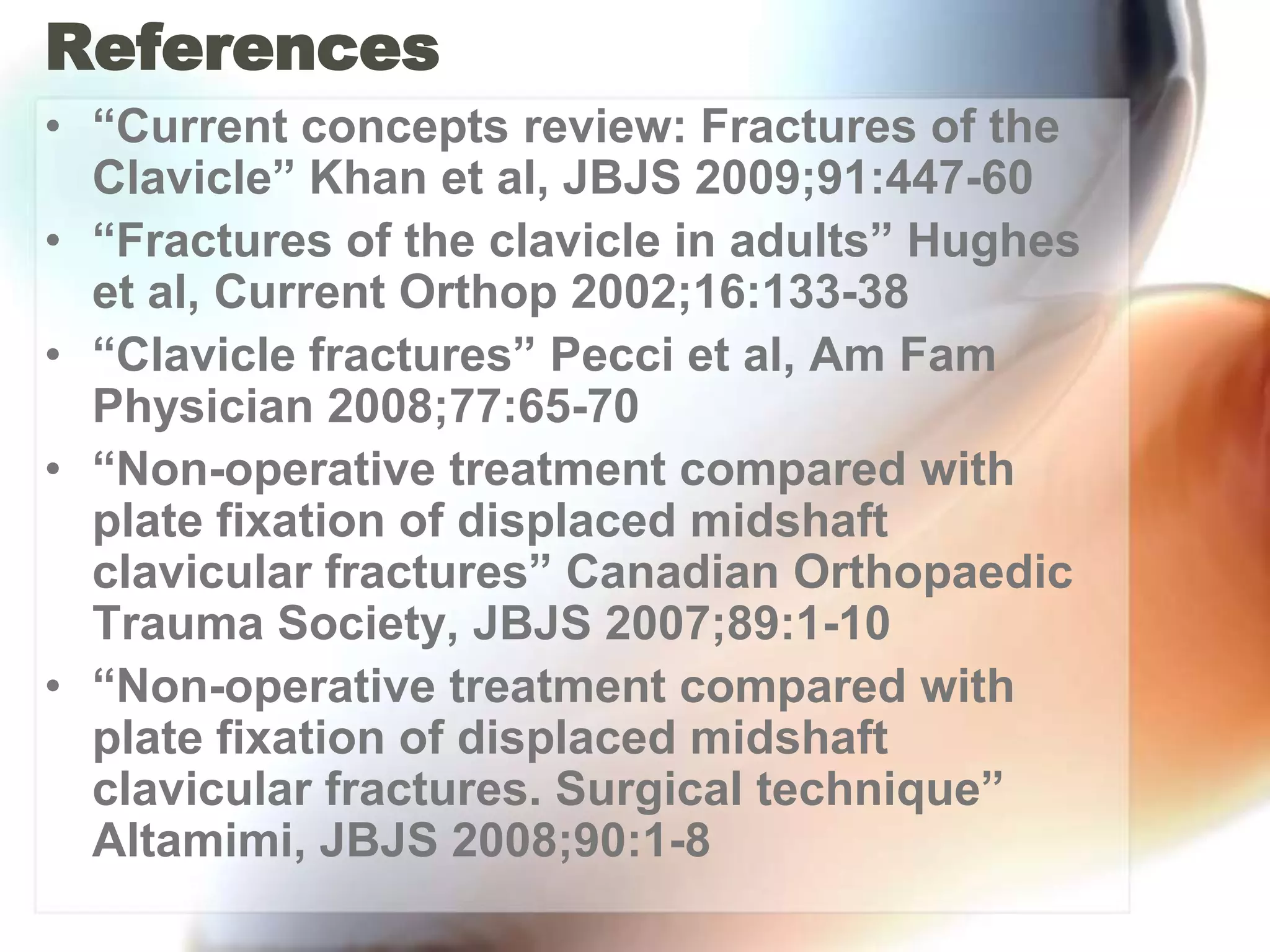 Clavicle Fractures & ACJ Injuries | PPTX