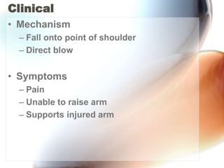 Clavicle Fractures & ACJ Injuries | PPTX