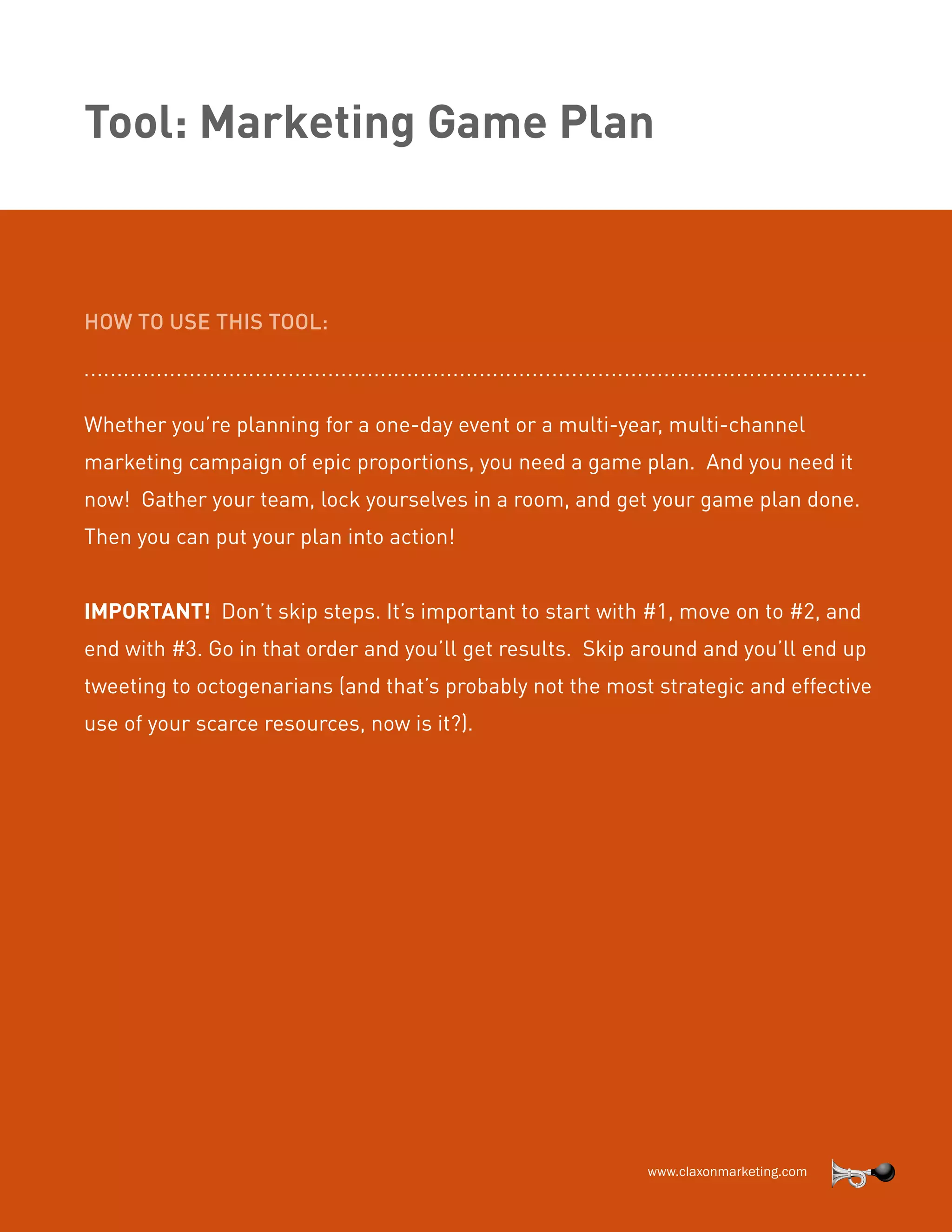 Marketing Game Plan | PDF | Marketing and Advertising | Business