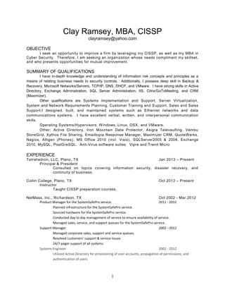 CLR Resume' | DOCX | Operating Systems | Computer Software and Applications