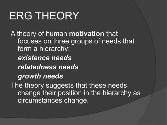 Clayton alderfer's erg theory | PPTX