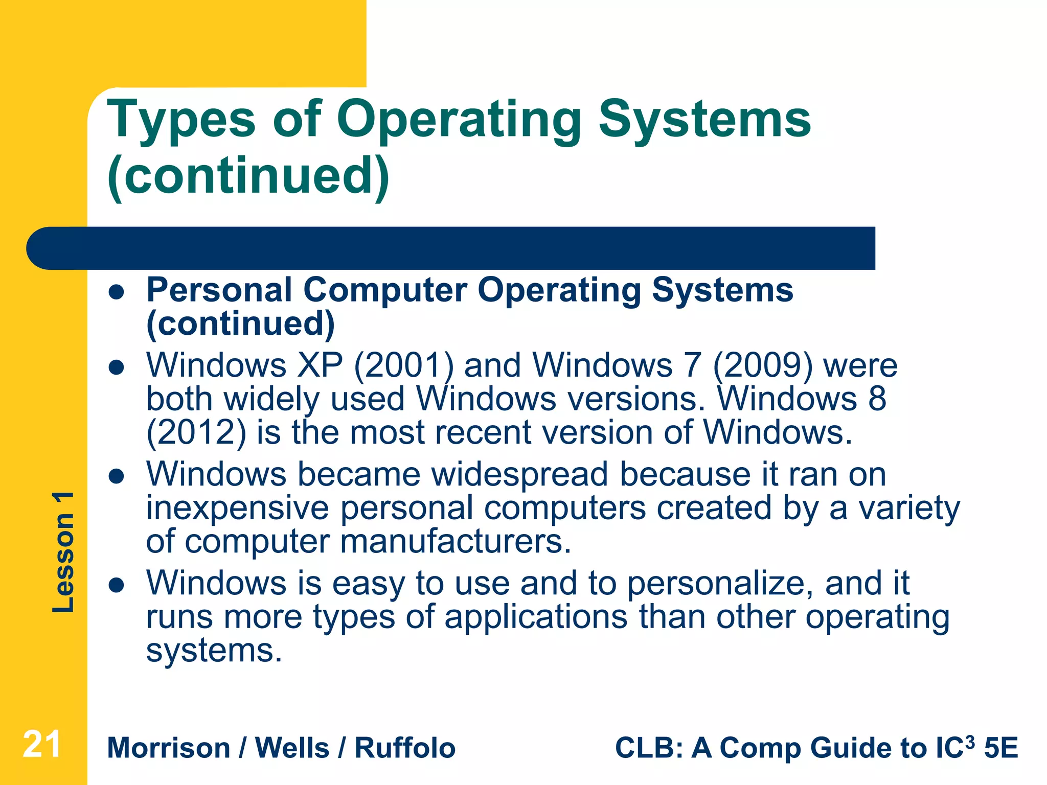 Computer Literacy Lesson 1: Computer and Operating Systems | PPTX