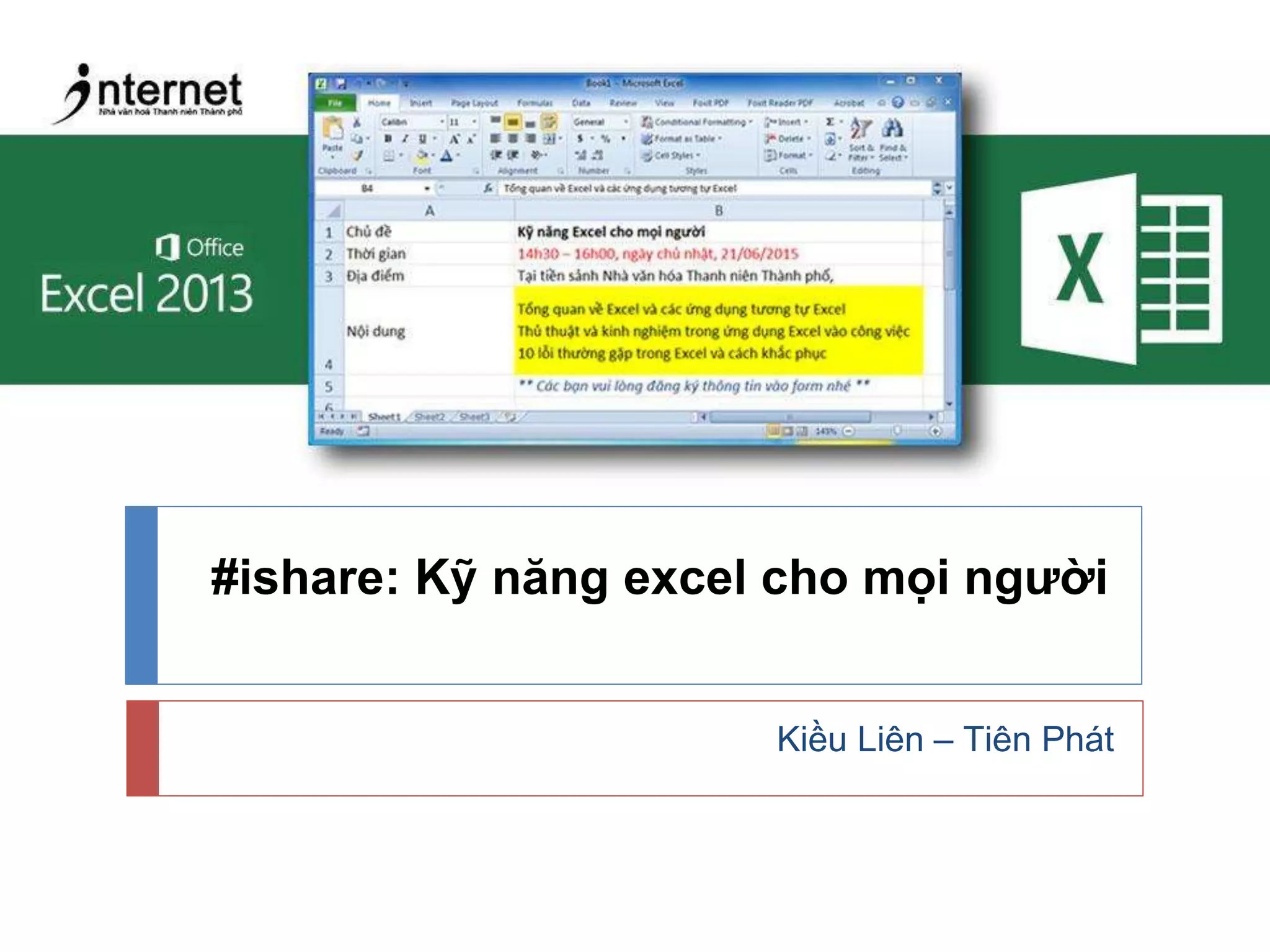 CLB Internet - iShare: Ky nang Excel cho moi nguoi - 240615 | PPT