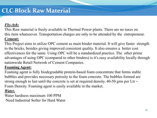 Light Weight Block (CLC) Manufacturing Plant | PPTX