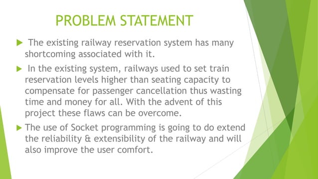 Railways reservation system using socket programming | PPTX | Computer Networking | Computing
