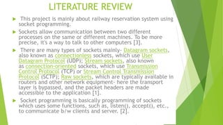 Railways reservation system using socket programming | PPTX | Computer Networking | Computing