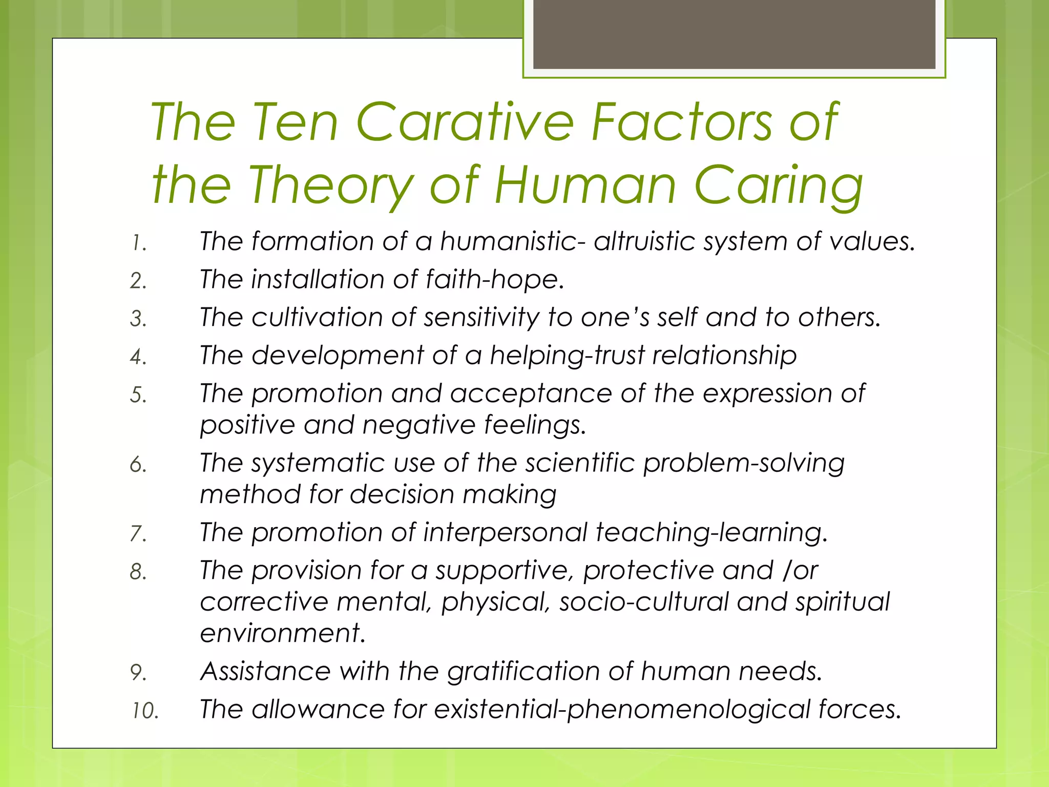 Theory of Human Caring | PPT