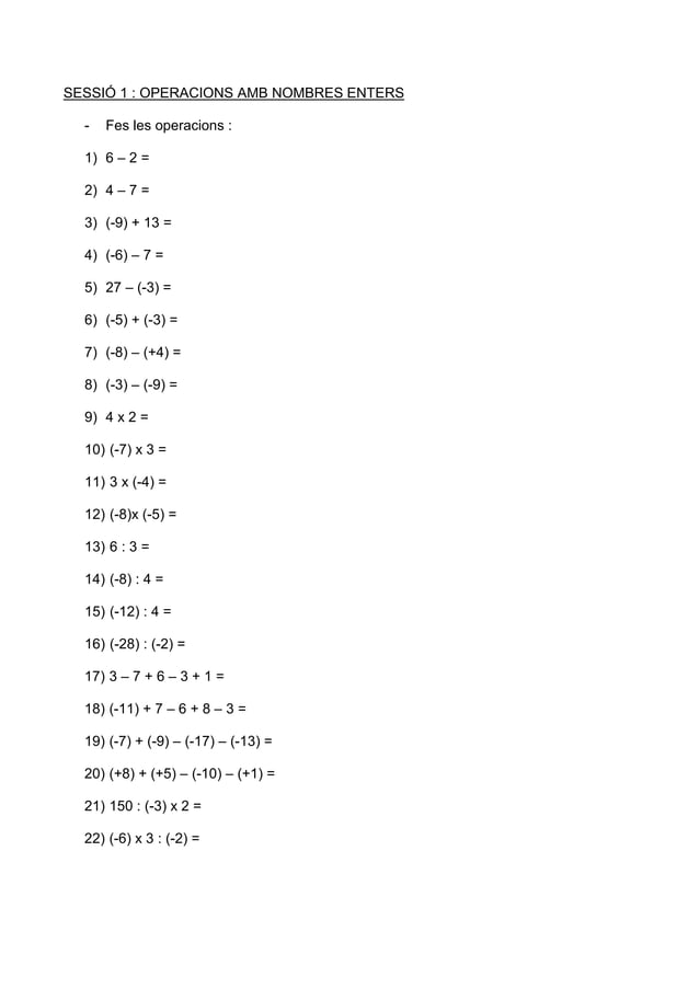 Càlcul numèric nombres enters | PDF