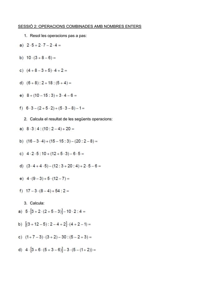 Càlcul numèric nombres enters | PDF