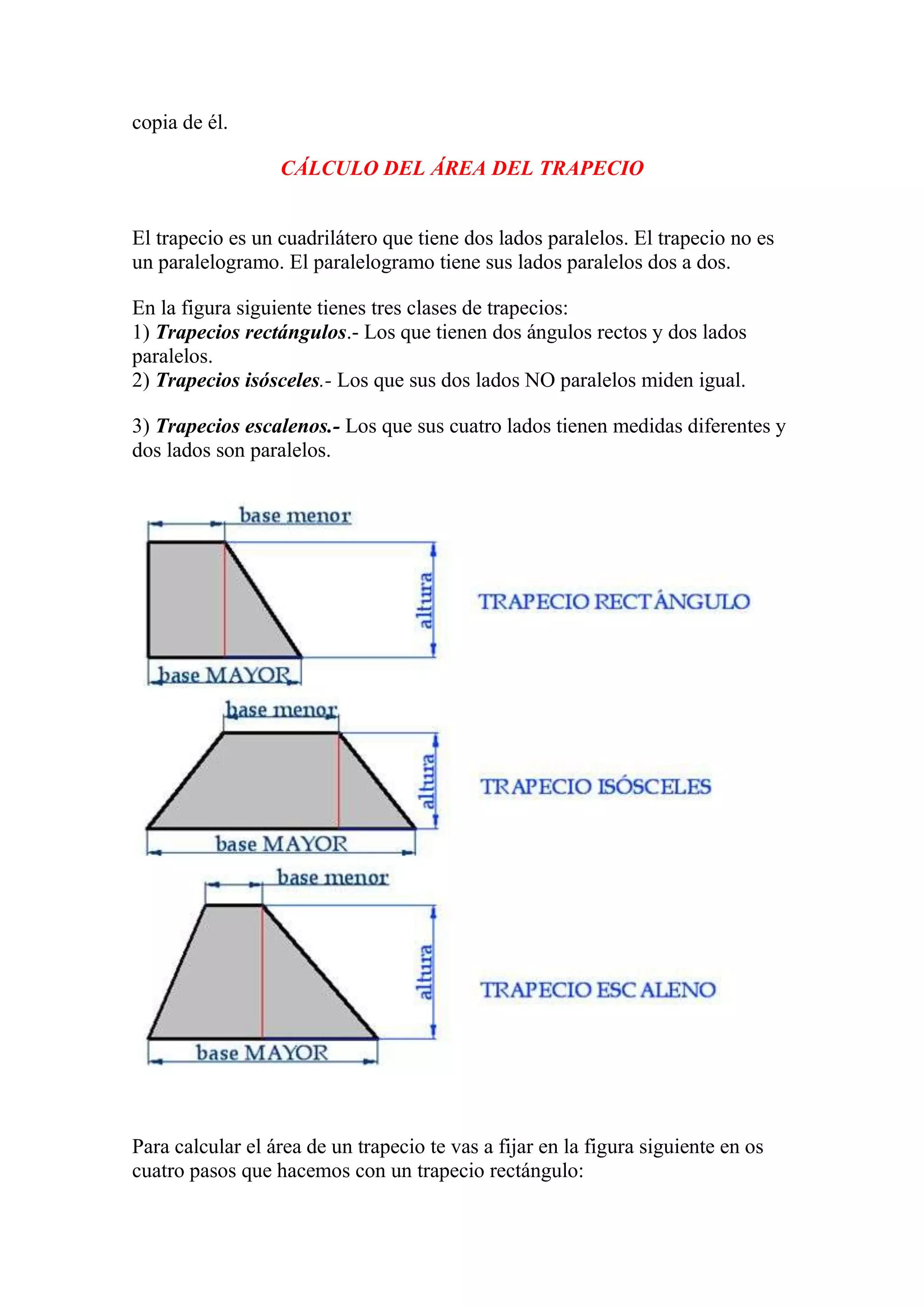 Cálculo del área del trapecio | DOCX