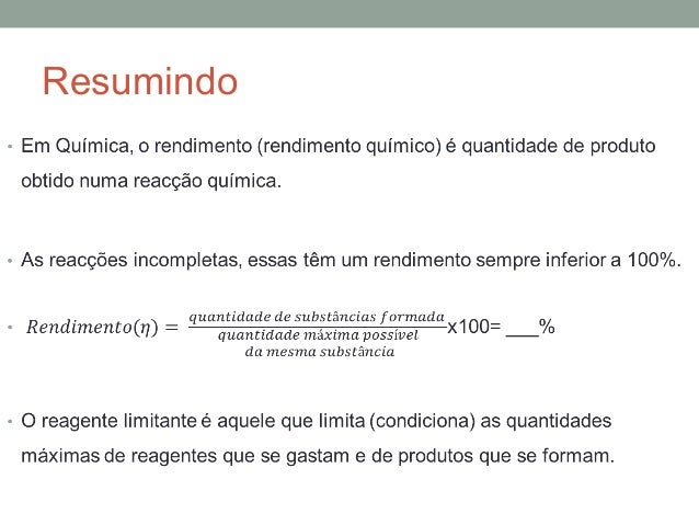 Cálculo do rendimento