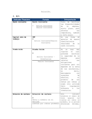 Cálculo e interpretación de indicadores financieros | DOCX