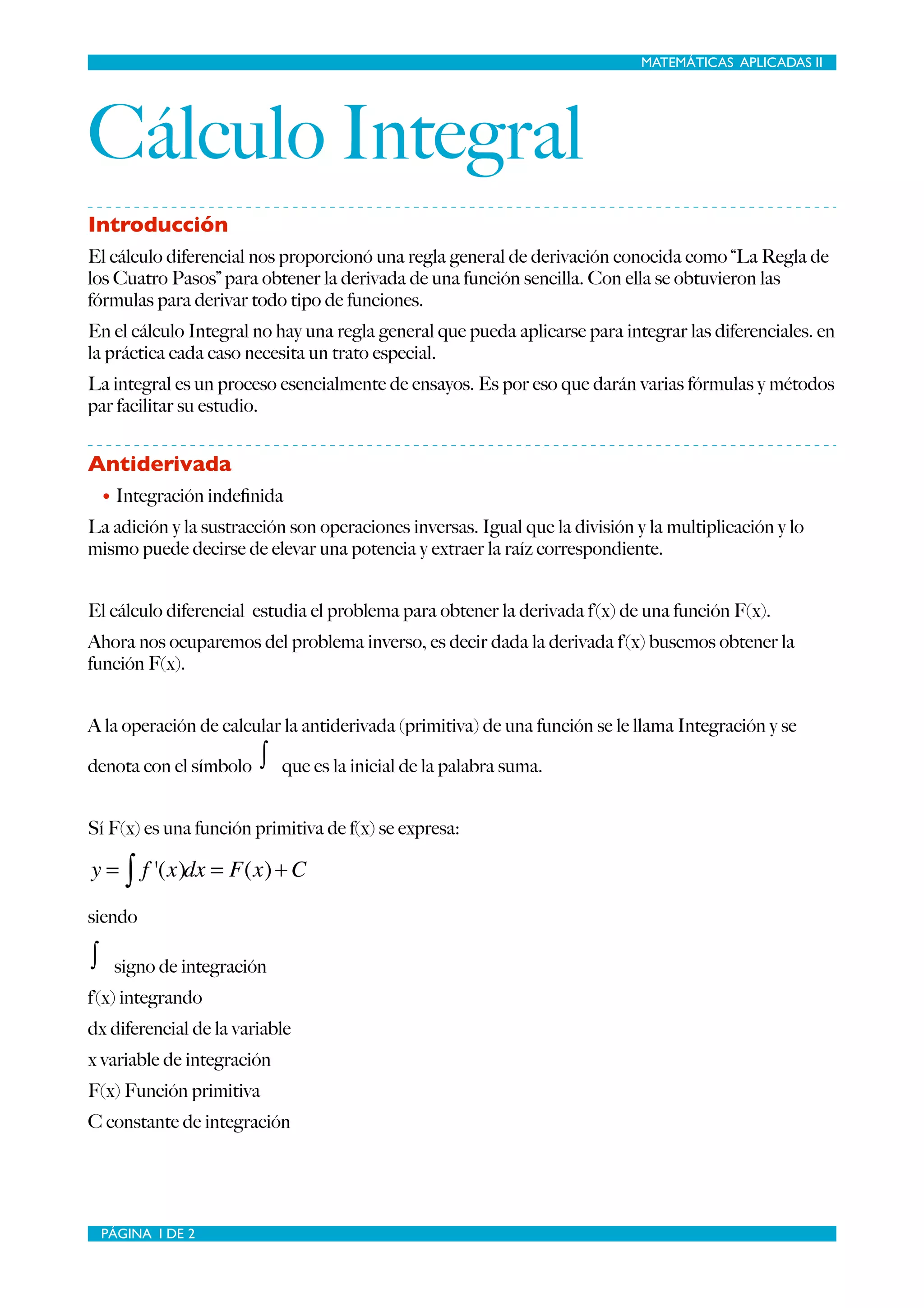 Cálculo integral | PAGES | Physics | Science