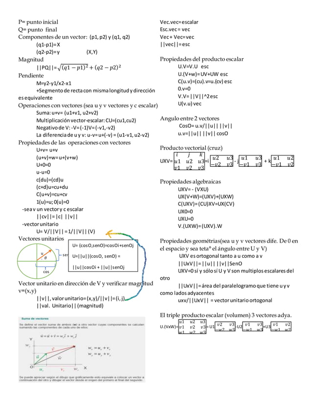 Cálculo vectorial bloque1 formulario | DOCX | Physics | Science