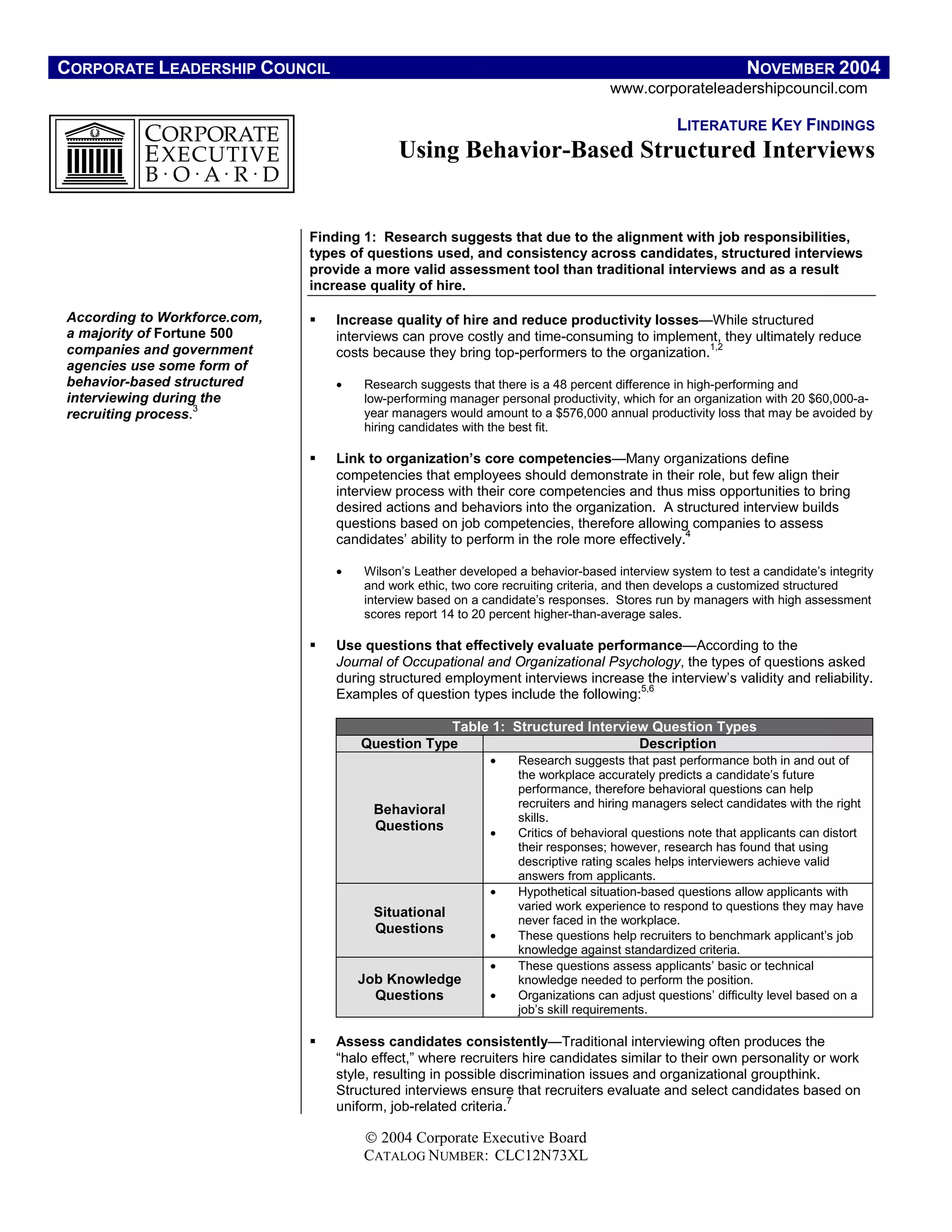 Classic Behavior_Based_structured_interviews | PDF