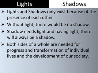 Lights and Shadows of ourselves and the society | PPTX