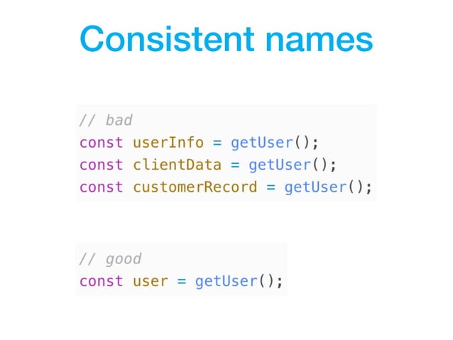 Concepts of Clean Code adapted for JavaScript - Tech'n'Drinks @myposter | PPT
