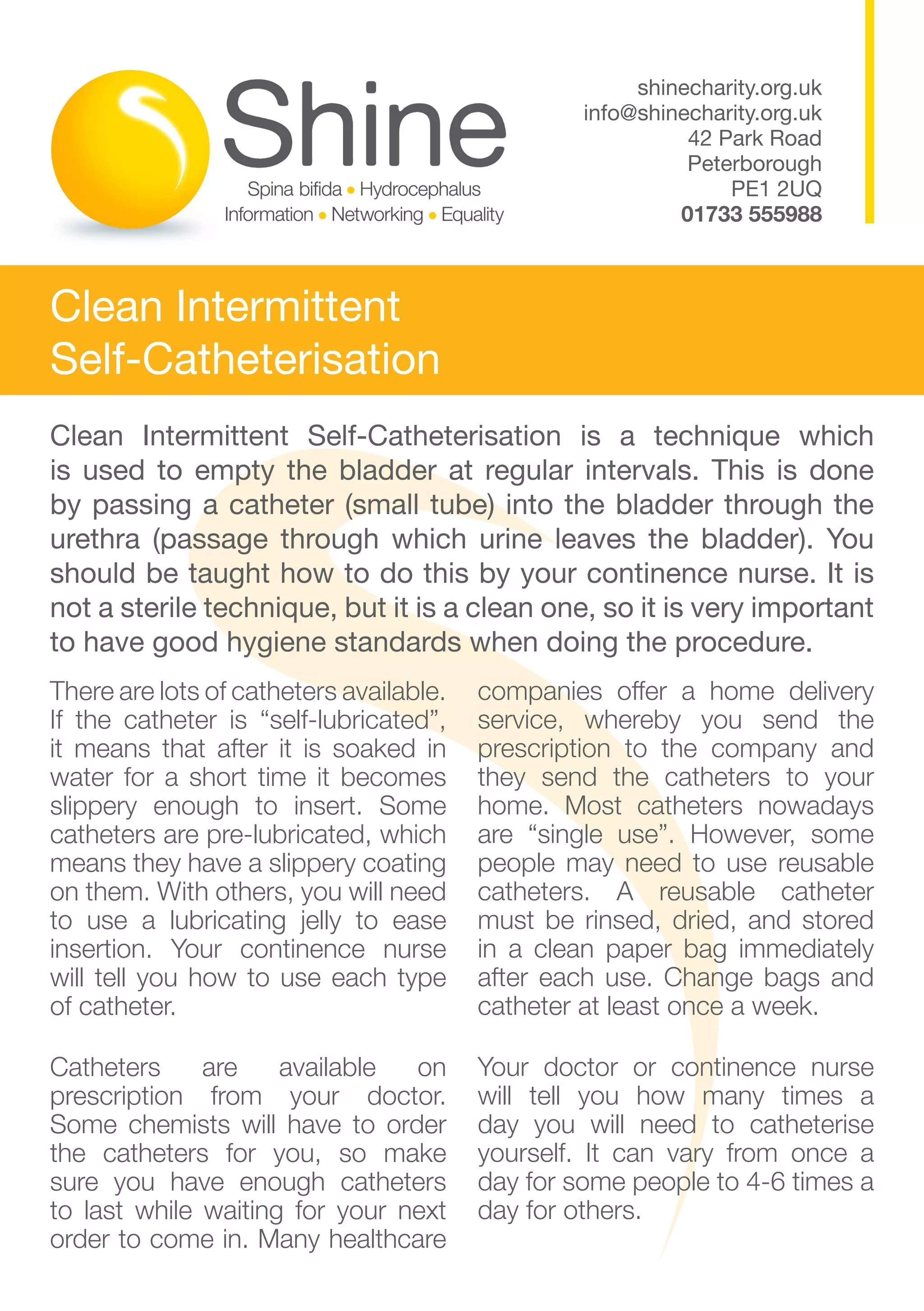 Clean intermitent self catheterisation | PDF
