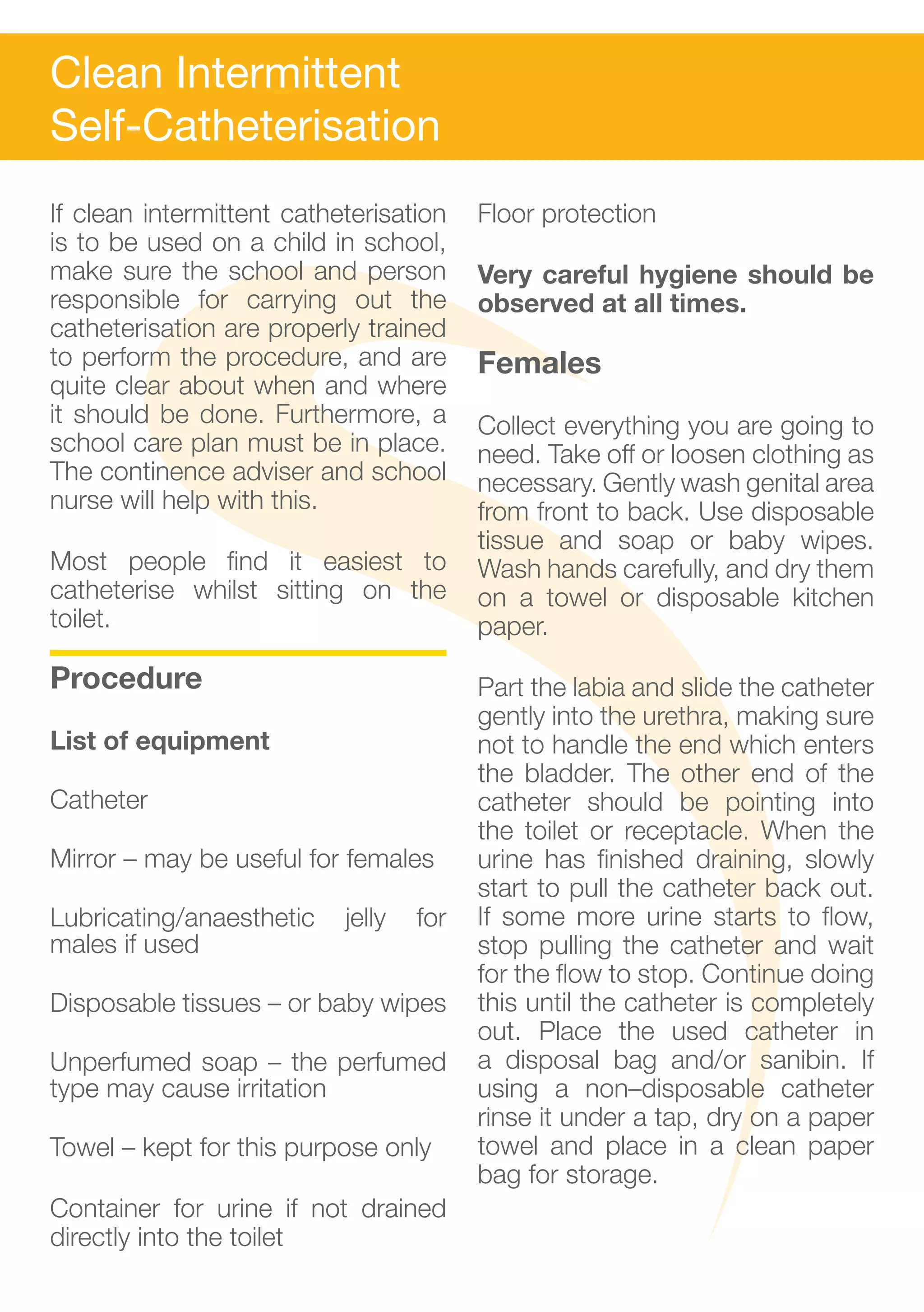Clean intermitent self catheterisation | PDF