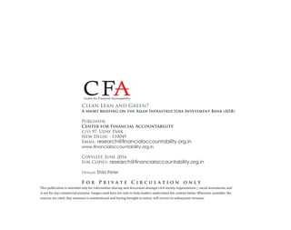 Clean Lean And Green? A Short Briefing on the Asian Infrastructure ...