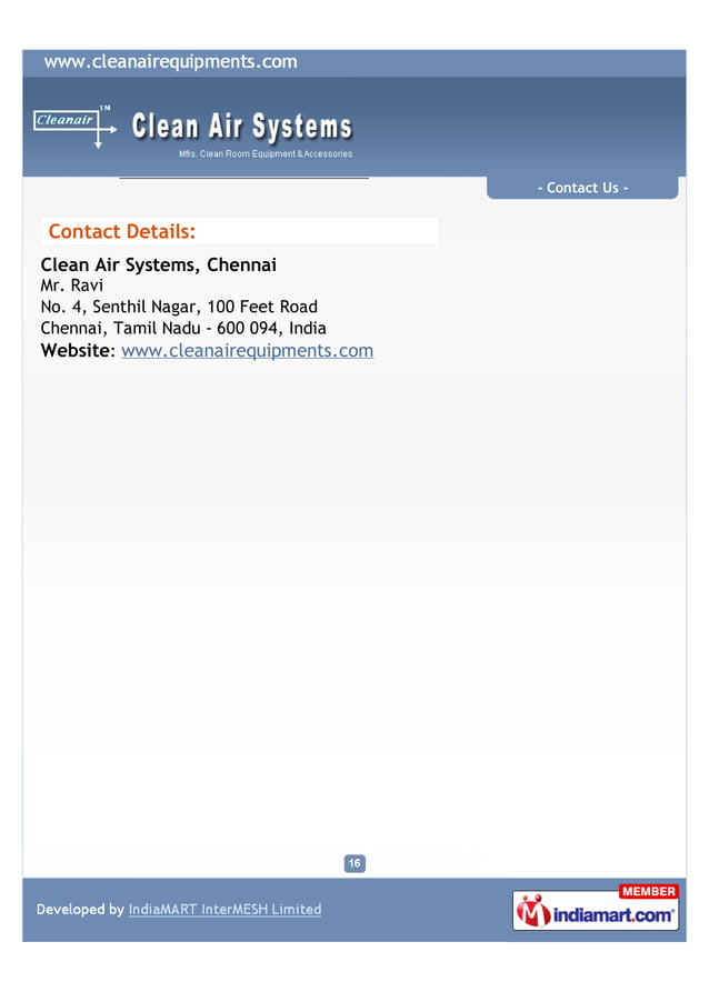 Clean Air Systems, Chennai, Clean Air Systems | PDF