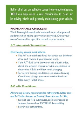 Clean Air Web - Vehicle Maintenance Guide | PDF | Indoor Environmental ...